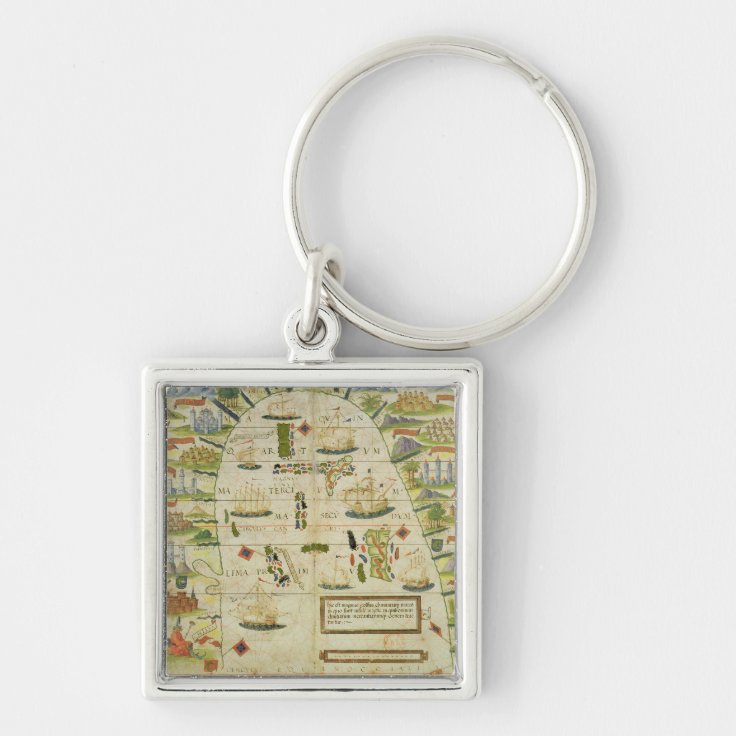 Map of China sea, facsimile of 'Miller Atlas' Keychain | Zazzle