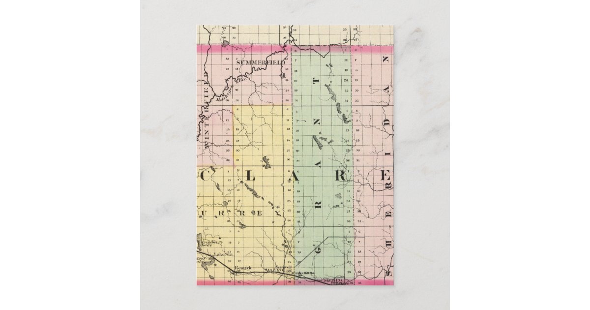 Map of Clare County, Michigan Postcard | Zazzle.com
