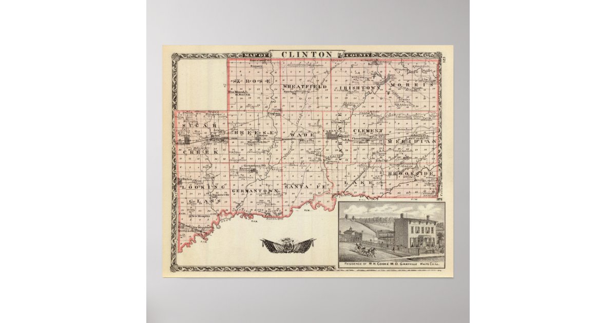 Map of Clinton County Poster | Zazzle