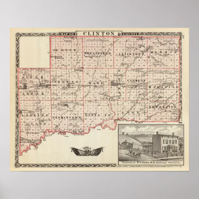 Map of Clinton County Poster | Zazzle