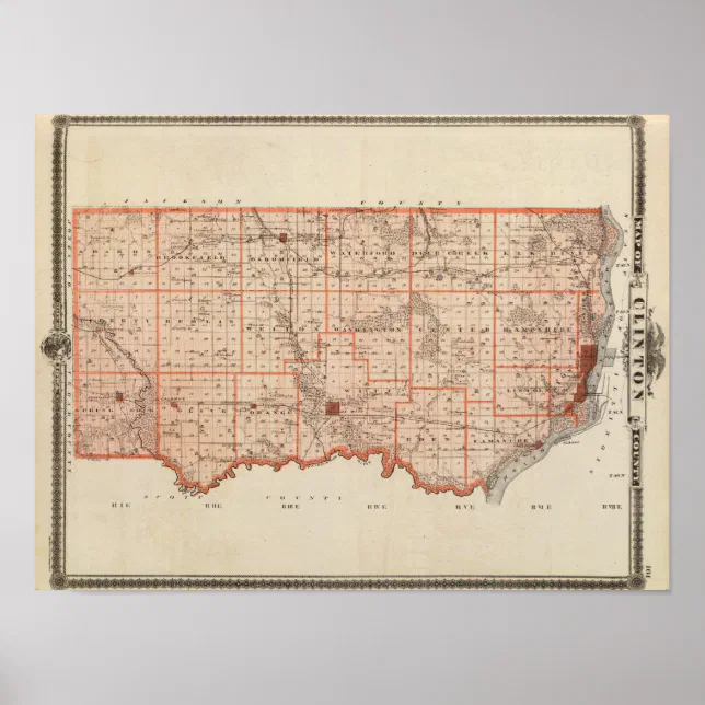 Map of Clinton County, State of Iowa Poster | Zazzle