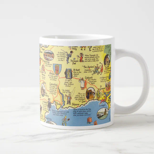 Map of Cornwall, England Giant Coffee Mug | Zazzle