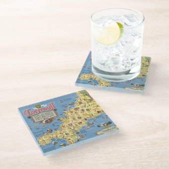 Map of Cornwall, England Glass Coaster | Zazzle