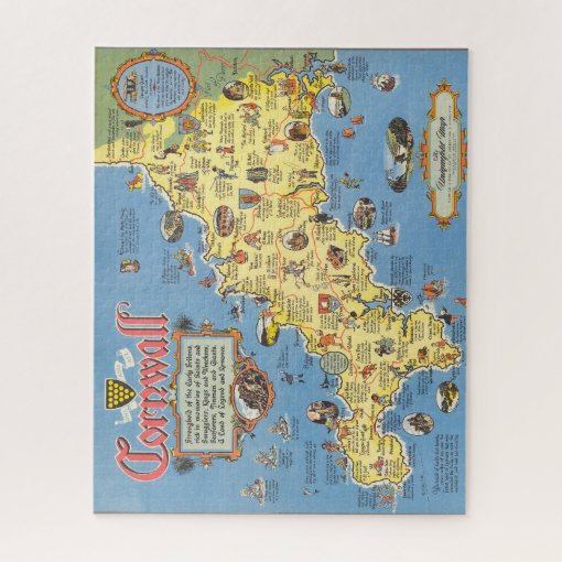 Map of Cornwall, England Jigsaw Puzzle | Zazzle