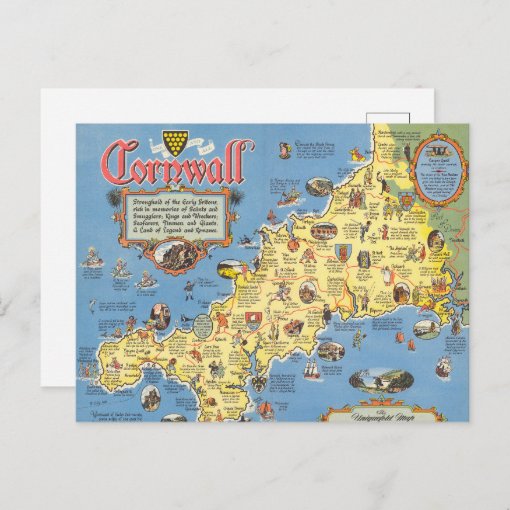 Map of Cornwall, England Postcard | Zazzle