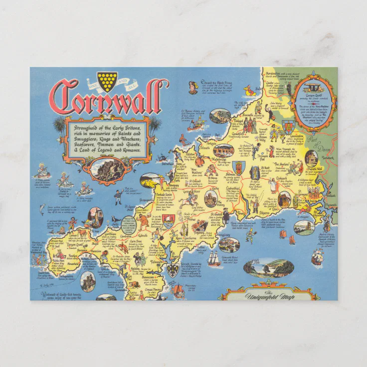 Map of Cornwall, England Postcard | Zazzle