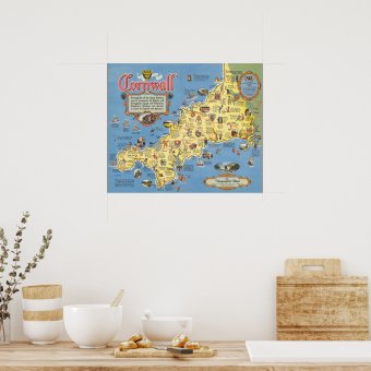 Map of Cornwall, England Poster | Zazzle