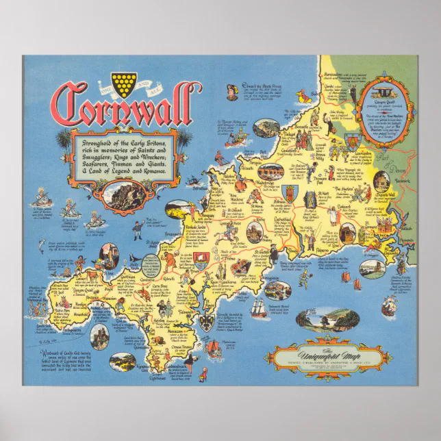Map of Cornwall, England Poster | Zazzle