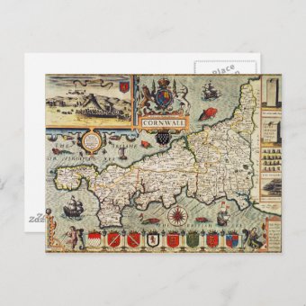 Map of Cornwall Postcard | Zazzle