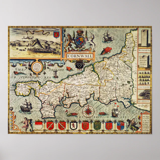Map of Cornwall Poster | Zazzle