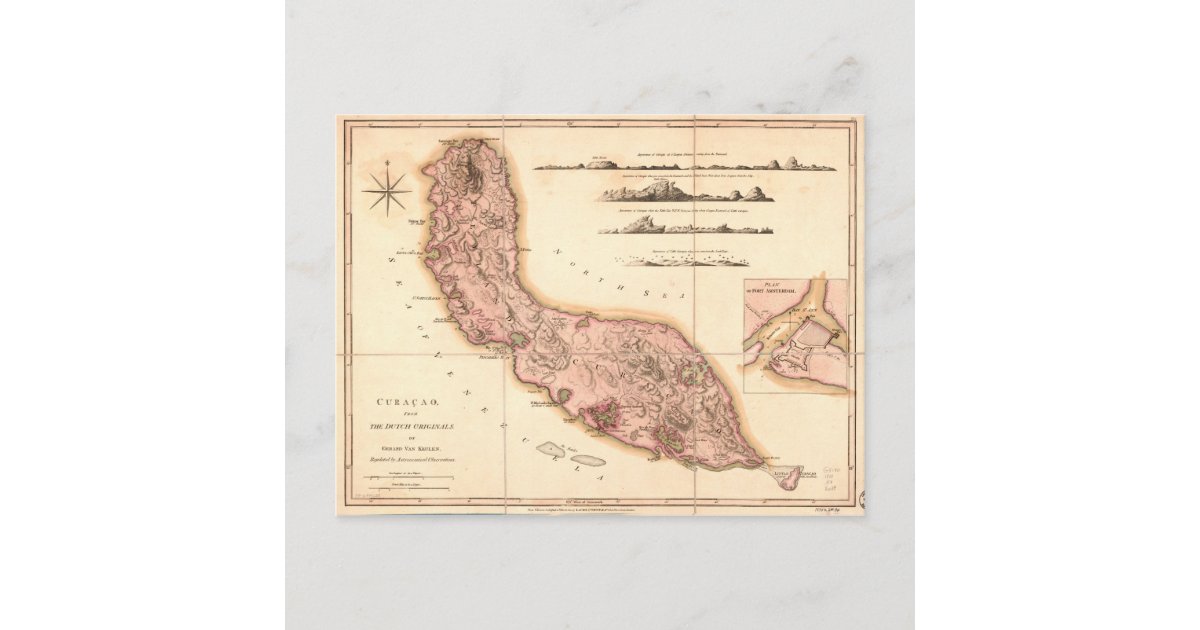 Map of Curaçao (1810) Postcard | Zazzle