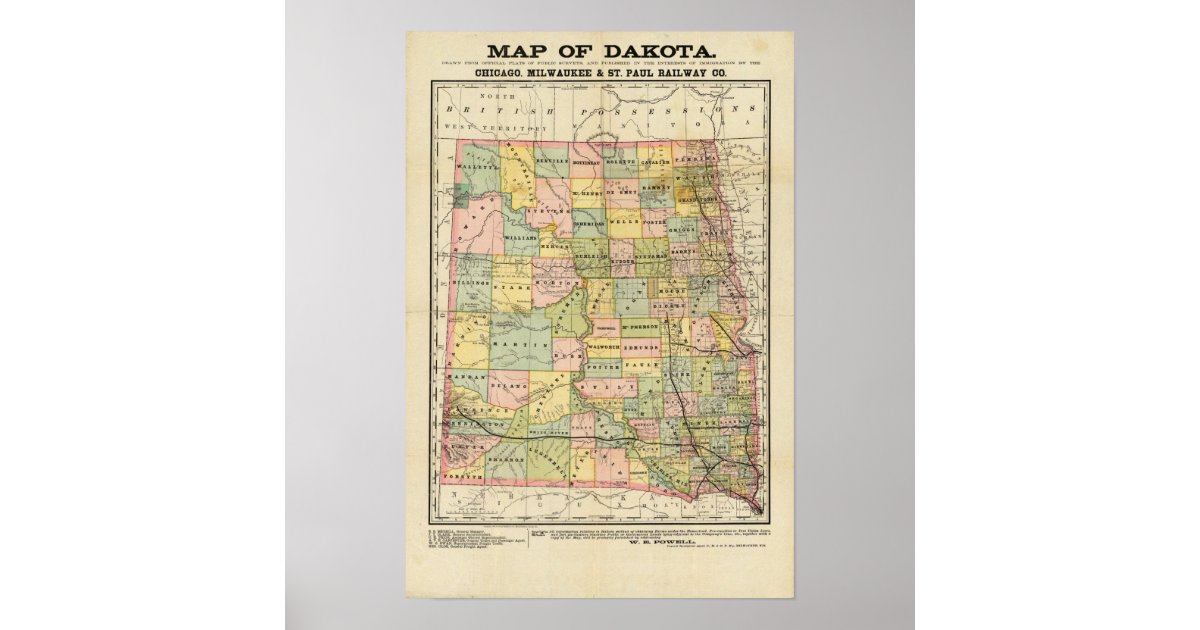 Map of Dakota Poster | Zazzle