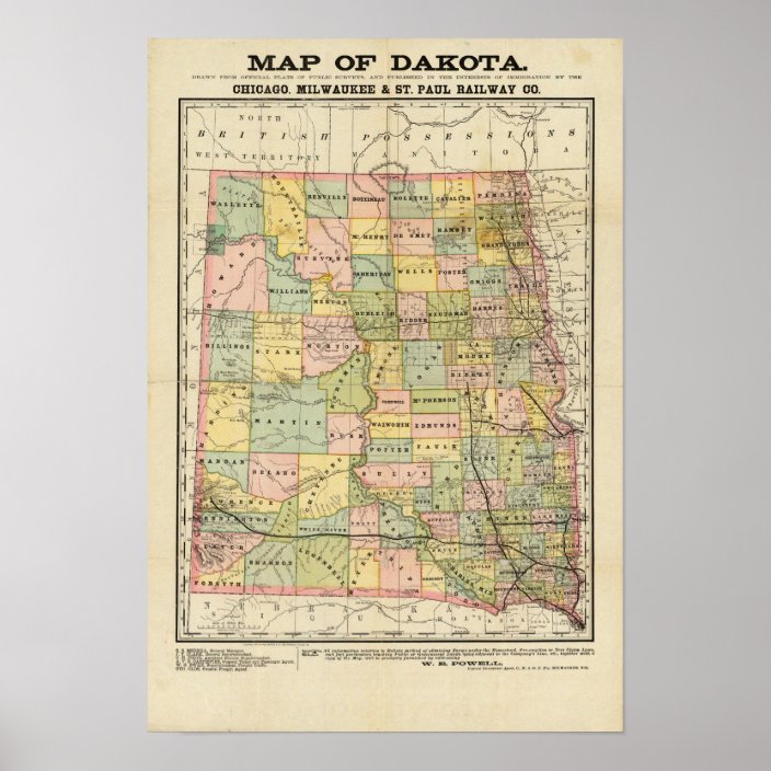 Map of Dakota Poster | Zazzle.com