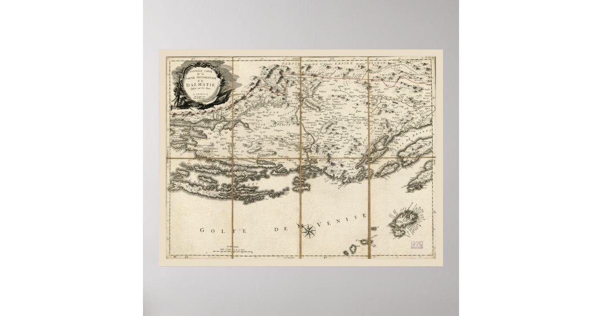 Map of Dalmatia, Croatia Coast & Islands (1780) Poster | Zazzle