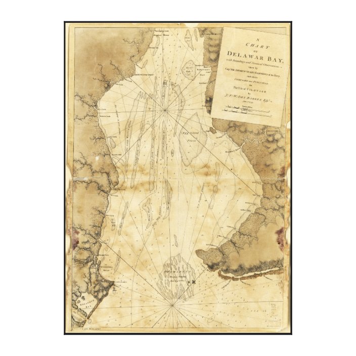 Map of Delaware Bay, Delaware (1779) Canvas Print | Zazzle