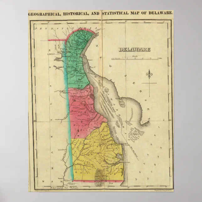 Map Of Delaware Poster | Zazzle