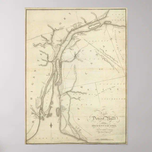 Map of Detroit River Poster | Zazzle