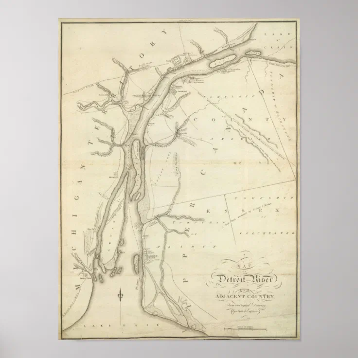 Map of Detroit River Poster | Zazzle