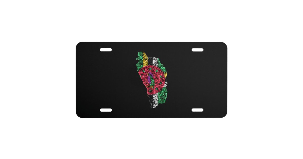Map of Dominica, Polygonal mesh line map License Plate | Zazzle