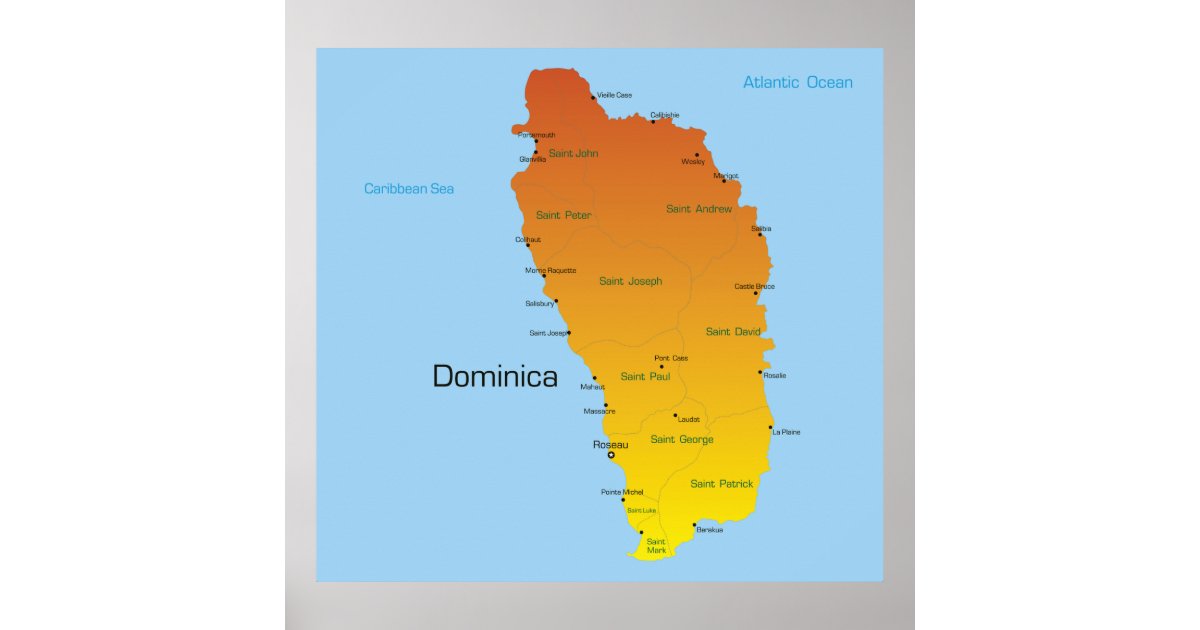 Map Of Dominica Poster | Zazzle