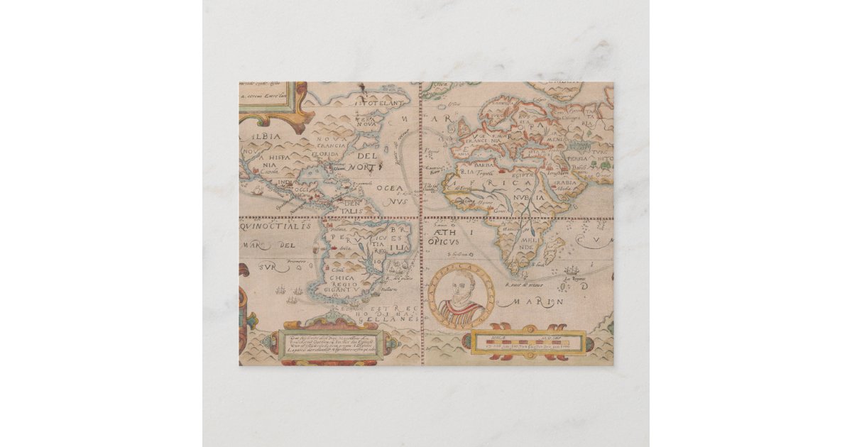 Map of Drake's Circumnavigation of the Globe Postcard | Zazzle