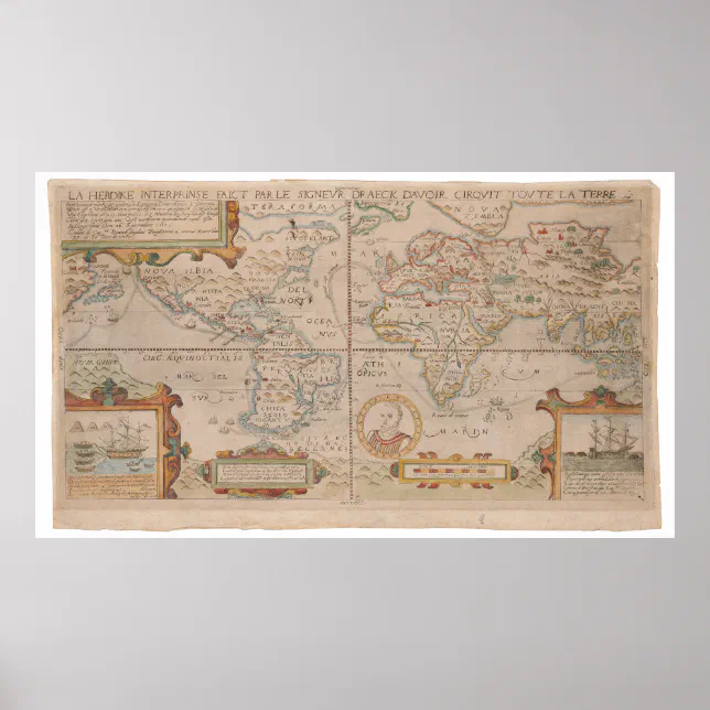 Map of Drake's Circumnavigation of the Globe Poster | Zazzle