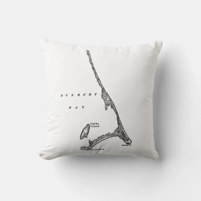 Map of Duxbury Beach Saquish Massachusetts Throw Pillow | Zazzle