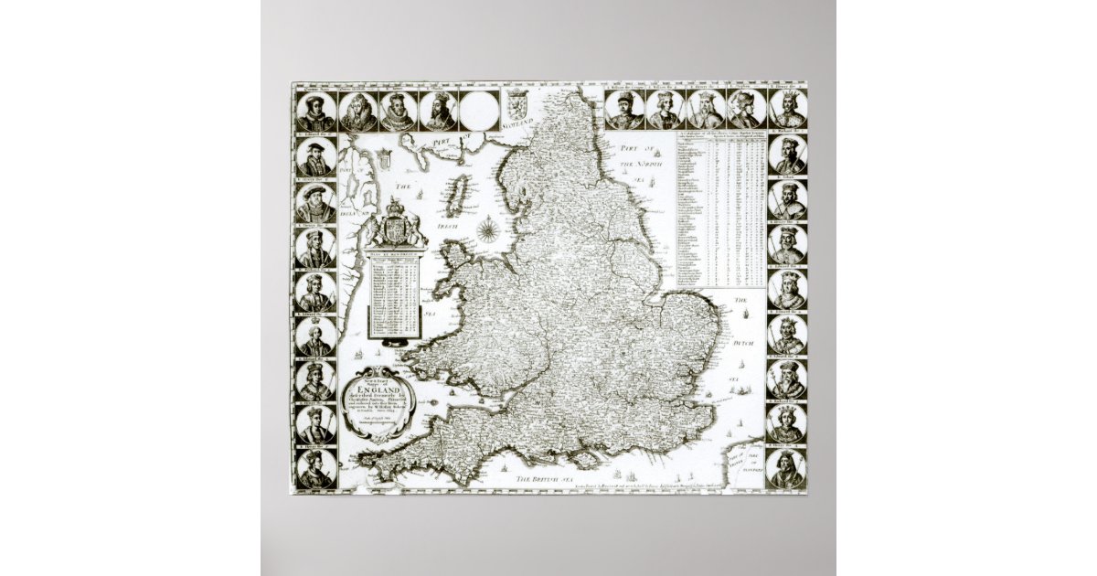 Map of England and Wales, 1644 Poster | Zazzle