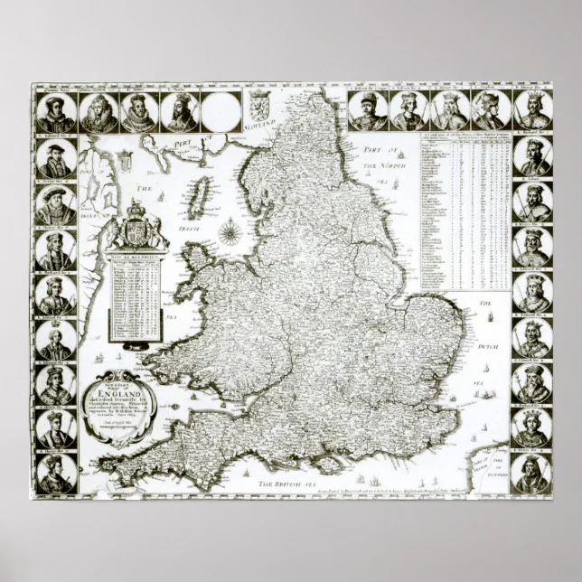 Map of England and Wales, 1644 Poster | Zazzle