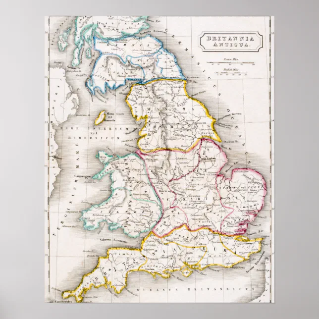 Map of England | Britannia Antiqua Poster | Zazzle