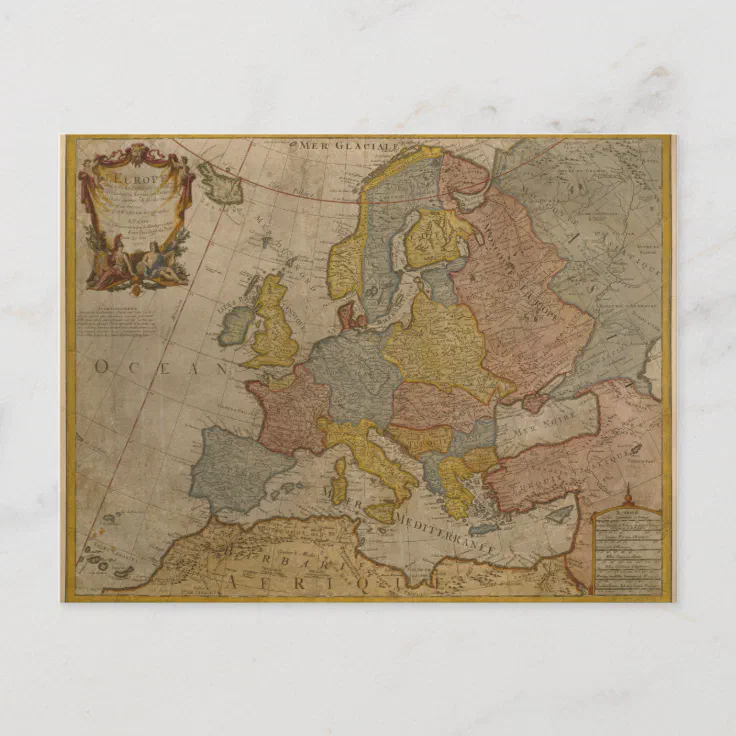 Map of Europe | 1700 Postcard | Zazzle