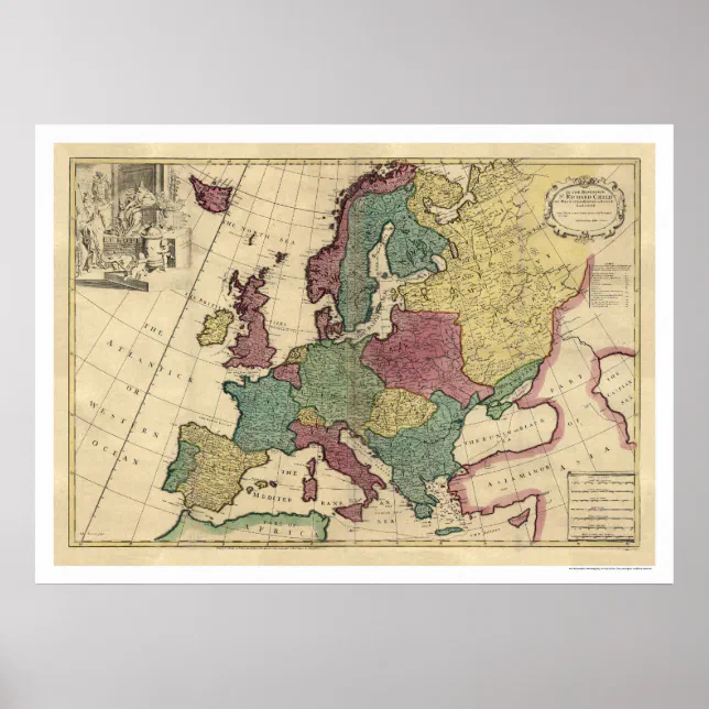 Map of Europe by Senex 1725 Poster | Zazzle