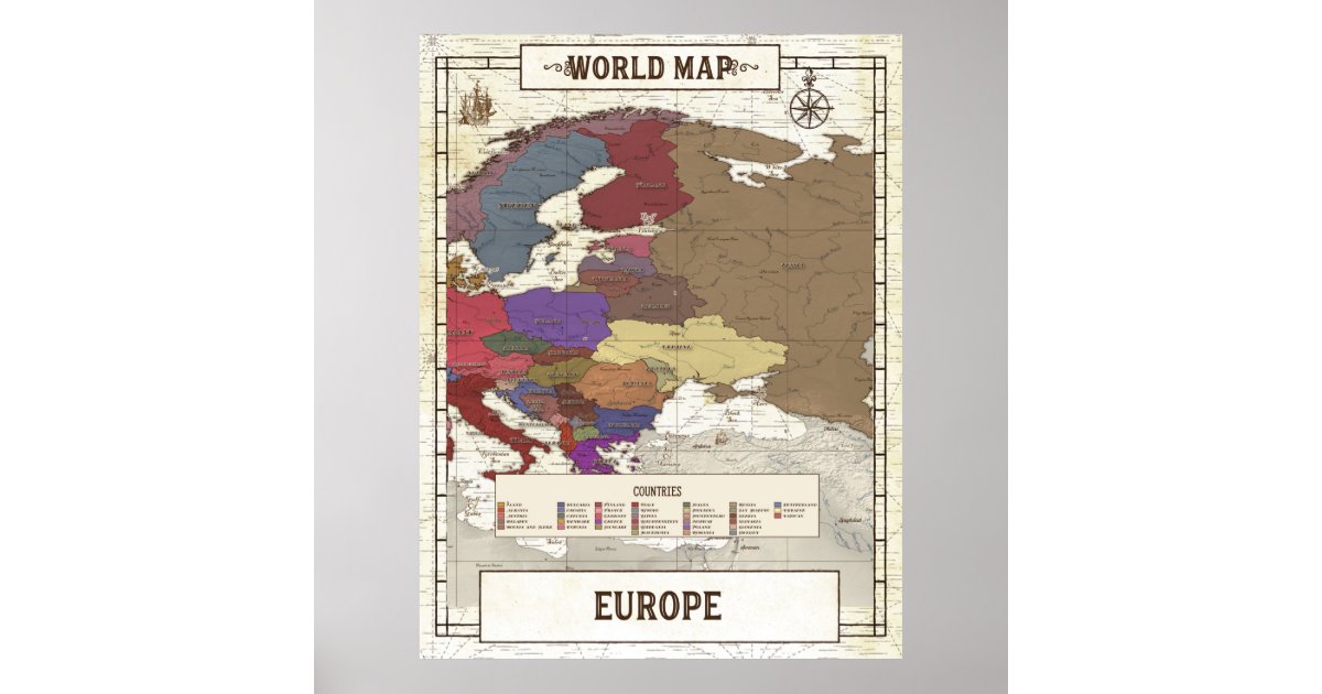 Map Of Europe Poster | Zazzle