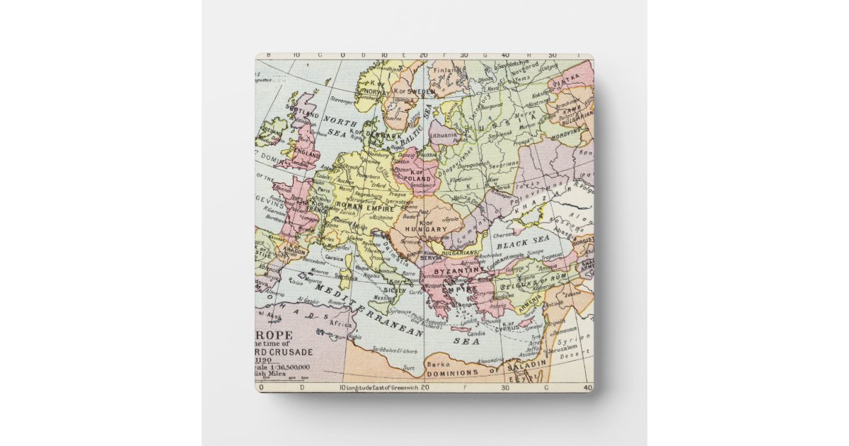 Map of Europe | The Third Crusade Plaque | Zazzle
