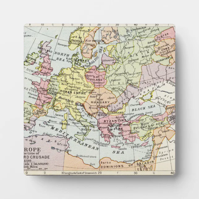 Map of Europe | The Third Crusade Plaque | Zazzle