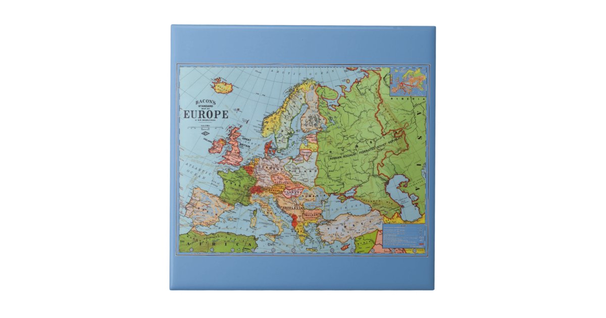 Map of Europe Tile | Zazzle
