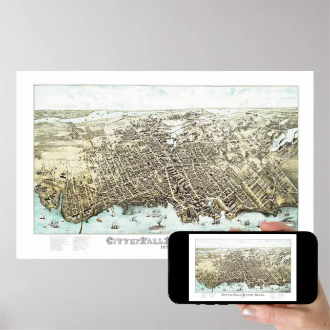 Map of Fall River, Massachusetts in 1877 Poster | Zazzle