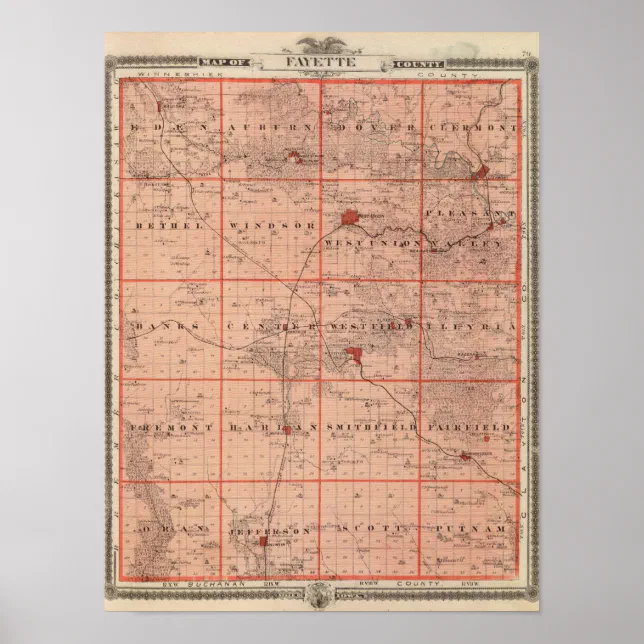 Map of Fayette County, State of Iowa Poster | Zazzle