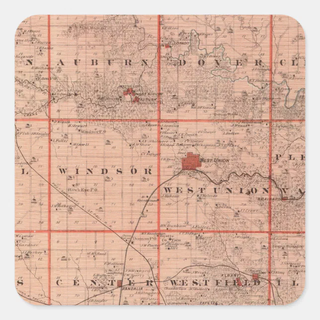 Map of Fayette County, State of Iowa Square Sticker | Zazzle