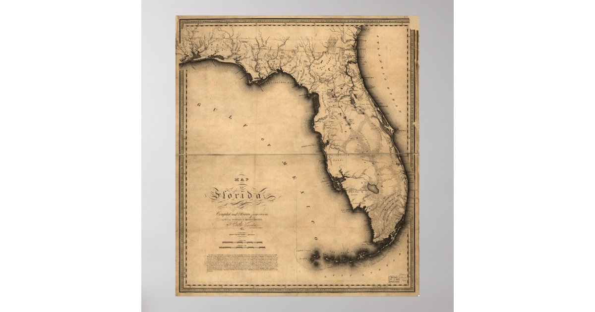 Map of Florida (1823) Poster | Zazzle