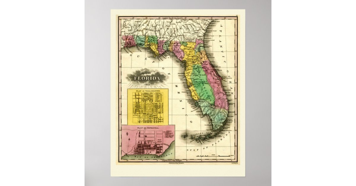 Map of Florida 1831 Poster | Zazzle