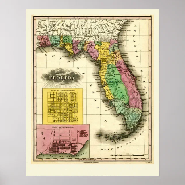 Map of Florida 1831 Poster | Zazzle