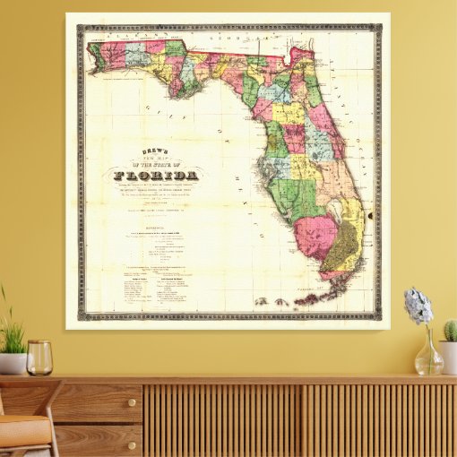 Map of Florida (1870) Canvas Print | Zazzle