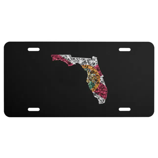 Map of Florida, Polygonal mesh line map License Plate | Zazzle