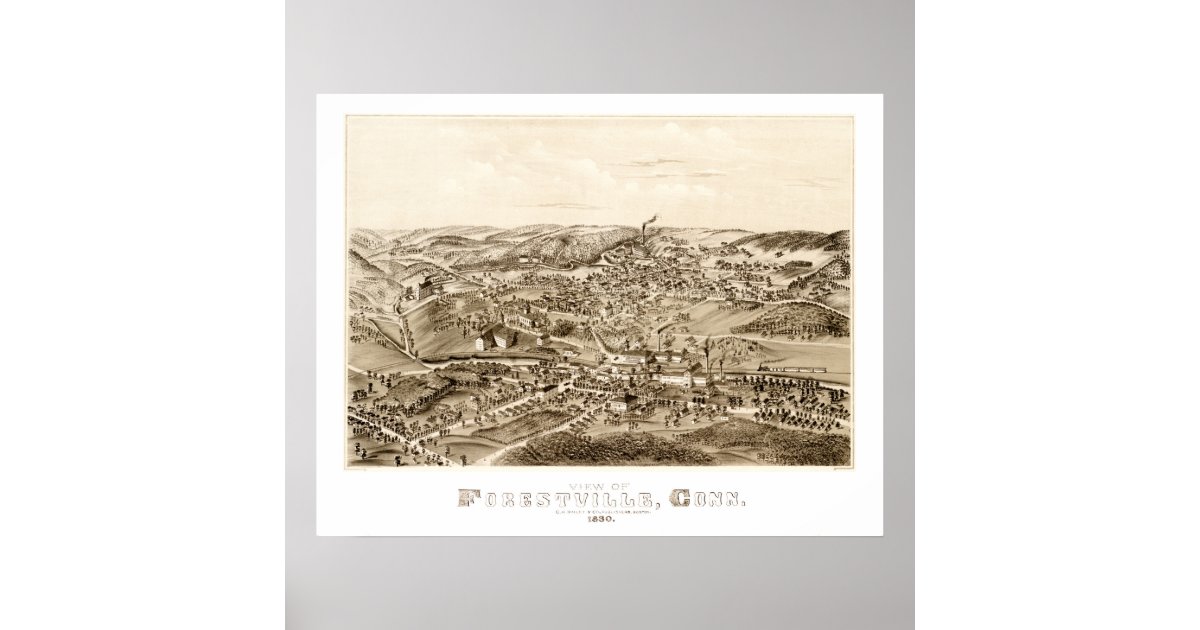 Map of Forestville, CT from 1880 Poster | Zazzle