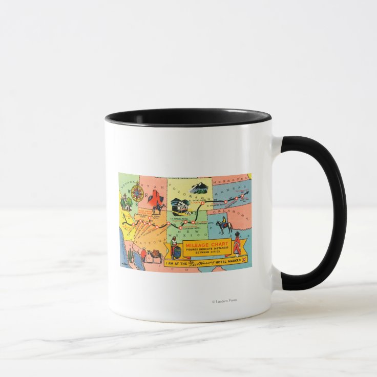 Map of Fred Harvey Hotel LocationsCA to KS Mug | Zazzle