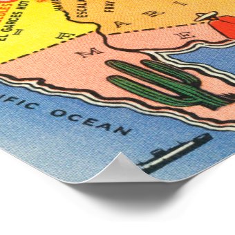 Map of Fred Harvey Hotel LocationsCA to KS Poster | Zazzle