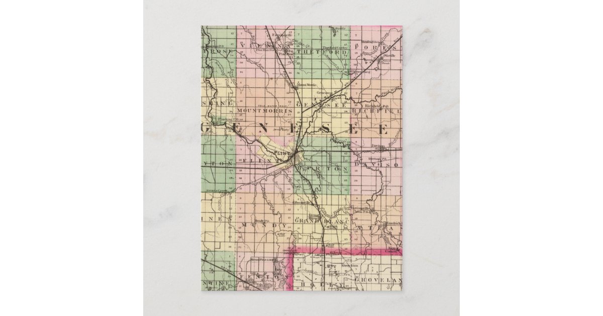 Map of Genesee County, Michigan Postcard | Zazzle