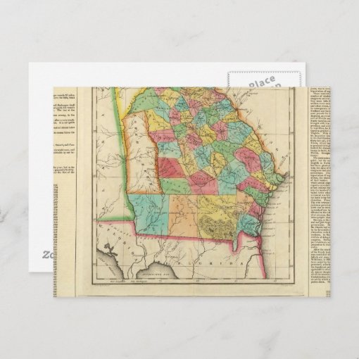 Map Of Georgia Postcard | Zazzle
