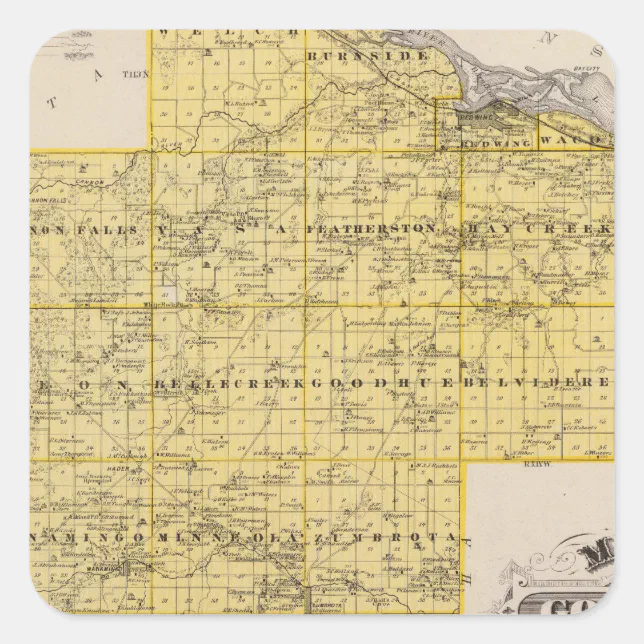 Map of Goodhue County, Minnesota Square Sticker | Zazzle